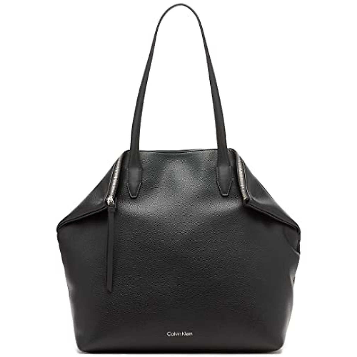 Calvin Klein Brenda Top Zip Tote, Black/Silver