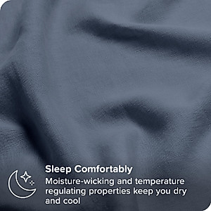 Bare Home Queen Sheet Set - Luxury 100% Linen Bed Sheets - Deep Pockets - Easy Fit - 4 Piece Set - Bedding Sheets & Pillowcases (Queen, Indigo)