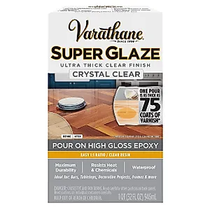 Varathane Rust-Oleum Parks Super Glaze, 241352 Ultra Glossy Epoxy Finish and Preservative Kit, Clear 32 Fl Oz