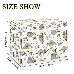 innewgogo Cute Sloths Storage Bins with Lids for Organizing Foldable Storage Box With Lid with Handles Oxford Cloth Storage Cube Box for Toys