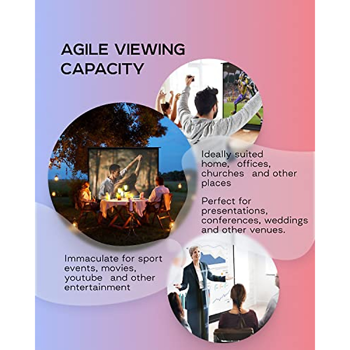 Projector Screen with Stand 120 inch - Indoor and Outdoor Projection Screen for Movie or Office Presentation - 4:3 HD Premium Wrinkle-Free Tripod Screen