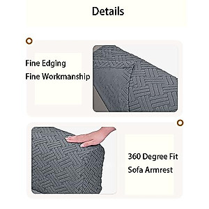 2 Pcs Couch Arm Covers, Stretch Polyester Armchair Slipcover Protector, Scratch Resistant Furniture Protector, Removable Washable Sofa Armrest Protector
