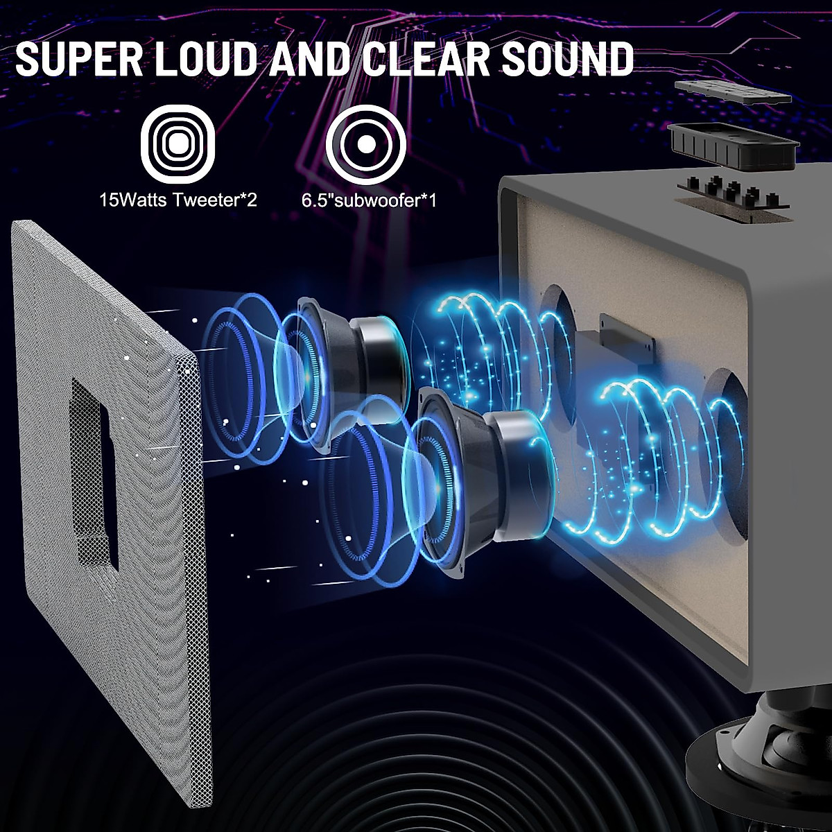 RHM K222 Karaoke Machine, with 2 Wireless Microphones & 5 Music Modes, Support Optical/Bluetooth/AUX/USB/PC, Wooden Bluetooth Speaker for TV/Home/Meeting/Karaoke/Party, Great for Music Lovers