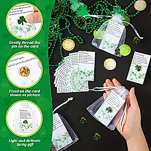 Inbagi Clover Lapel Pins Shamrock Pins Brooches Good Luck Three Leaf Pins with Blessing Cards and Organza Gift Bags Christmas Team Gifts Wedding Gifts Birthday Gifts Student Teacher