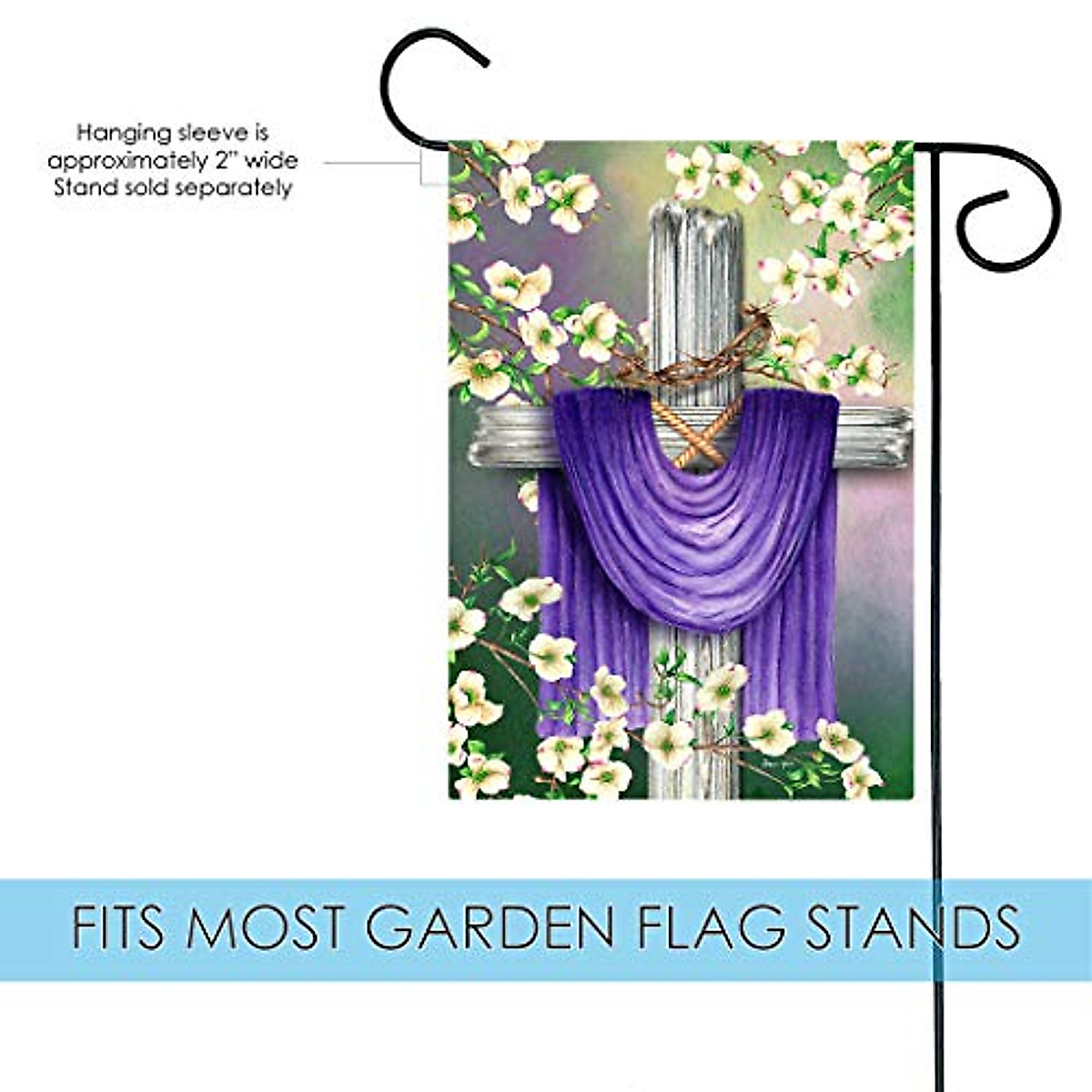 Toland Home Garden 1112324 Easter Cross Easter Flag 12x18 Inch Double Sided Easter Garden Flag for Outdoor House religious Flag Yard Decoration