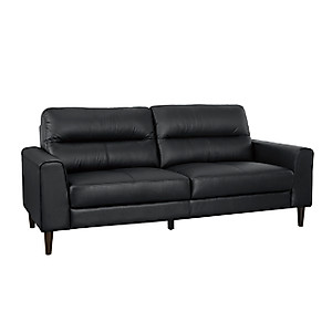 Lexicon Leather Couch Sofa, Modern Couch Sofa, Top Grain Leather Sofa, Oversized Sofa for Living Room, Bedroom, Office, Apartment, Waiting Room, 3-Seater Couches, Black