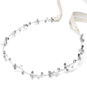 Didder Bridal Headpiece for Wedding, Silver Bridal Headband Rhinestone Wedding Headpiece for Bridal, Crystal Wedding Headband Hair Accessories for Brides Women Wedding Jewelry for Bride Bridesmaids