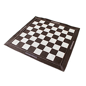 Stonkraft - 19" x 19" - Genuine Leather Chess - Dark Tan Colour | Roll-up Chess | Tournament Chess Board