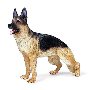 Hiawbon 7.9 x 6.3 x 2.4 Inch German Shepherd Dog Simulation Dog Model for Action Figure Accessories Military Soldiers Mini Animal Figures Adult Gift