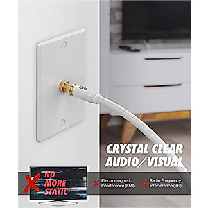Coaxial Cable (3 ft) Triple Shielded - RG6 Coax TV Cable Cord Wire in-Wall Rated - Digital Audio Video with Male F Gold Plated Connectors -3 feet
