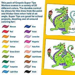Crayola Super Tips Markers, Coloring Book Markers, 20 count