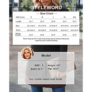 STYLEWORD 2024 Fall Sweater Dress Women's Tunic Tops for Leggings Long Sleeve Cowl Neck Elbow Patchs Casual Sweatshirts(Black3197,L)