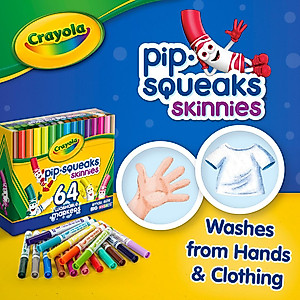 Crayola Pip-Squeaks Skinnies Washable Markers, 64 count, Great for Home or School, Perfect Art Tools