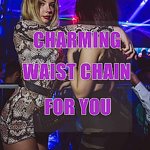 Masiter Rhinestone Waist Chain Belt Crystal Letter Money Belly Body Chain Party Body Jewelry Accessories for Women and Girls