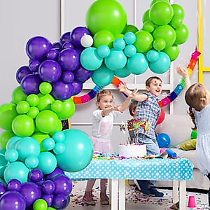 Green Purple Balloon Arch Garland Kit, Green Purple Balloon Arch Kit Blue Balloons, Party Balloon for Boys Girls Birthday Party Baby Shower Wedding Bridal Shower Decorations