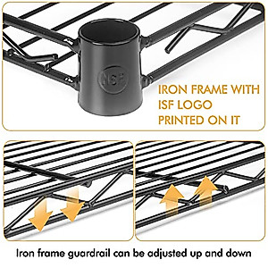 4-Shelf Adjustable, Metal Shelving Unit Heavy Duty, Kitchen Shelf Organizer Rack, Wire Shelving Unit on Wheel Casters, NSF Metal Wire Rack Sheving, Free Standing Gargage and Kitchen Storage Shelves