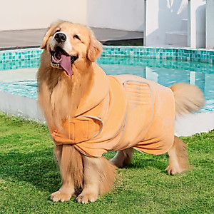 Avont Dog Bathrobe - Super Absorbent Pet Drying Towel Bath Robes After Bath Shower Swim Wet Walk for Puppies -Yellow(S)
