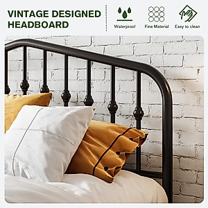 MUTICOR King Size Metal Platform Bed Frame with Victorian Style Wrought Iron-Art Headboard/Footboard,No Box Spring Required,Easy Assembly,Black