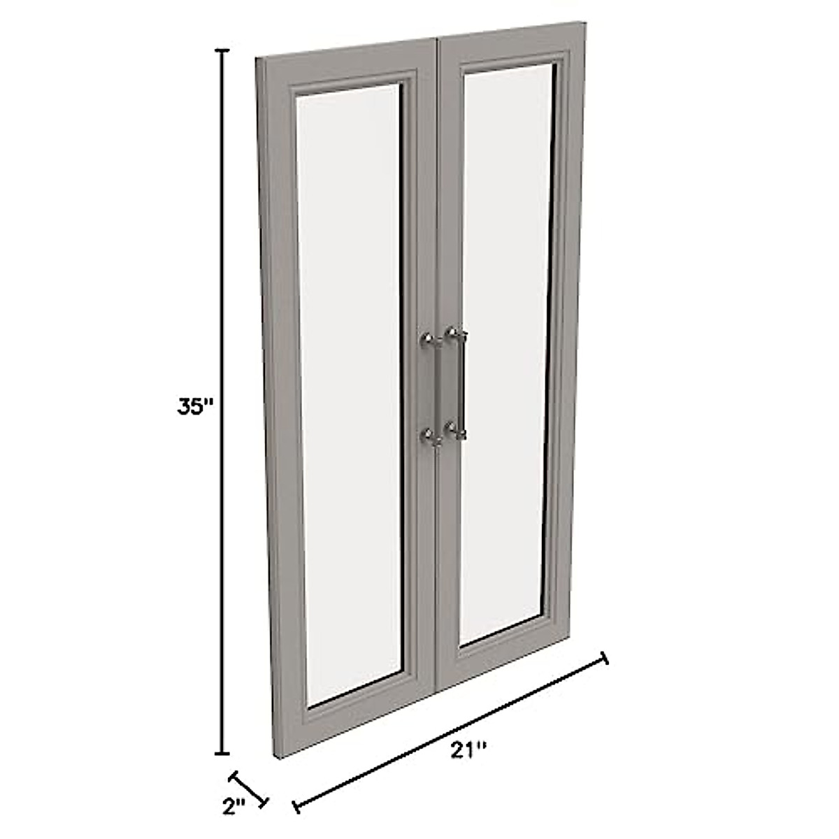 ClosetMaid Modular Storage Pair Set, 2 Glass Pane Doors, Wood Closet Organizer Shaker Style, Add On Accessory for Shelf Units, Taupe, Kit