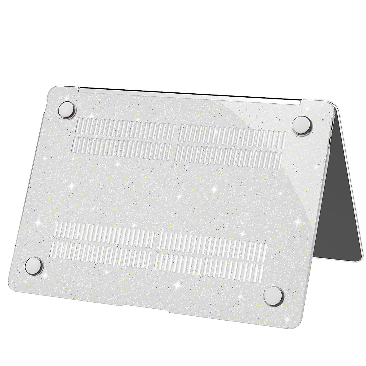 G JGOO Compatible with MacBook Air 13 Inch Case 2022 2021 2020 2019 2018 Release M1 A2337 A2179 A1932 Touch ID, Clear MacBook Air Case, Glitter Hard Shell Case + 2 Keyboard Cover + Screen Protector