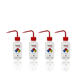 ULAB Safety Wash Bottles, 4pcs of Acetone Wide-Mouth Wash Bottles, LDPE Material, Vol.500ml, UWB1022
