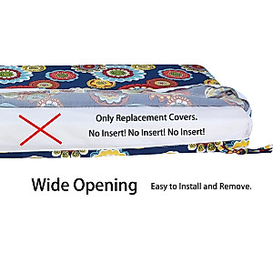 Magpie Fabrics Patio Bench Cushion Cover 45x18x3 Inch, NO Insert! Water&Fade Resistant Outdoor Loveseat Replacement Cover with Zipper (Heronsbill Navy)