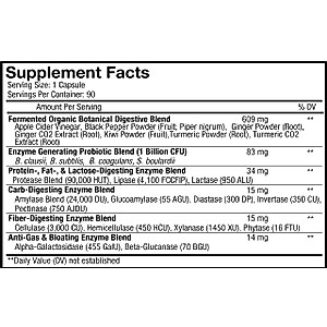 Codeage Digestive Enzymes Supplement, 3-Month Supply, Gut Health Probiotics, Prebiotics, Fermented Multi Enzymes, Plant-Based Superfood, One Capsule a Day, Vegan, Non-GMO, 90 Capsules