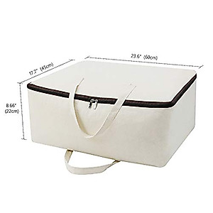Breathable Canvas Soft Storage Bag with Handles, Beige, 2pcs