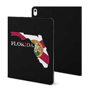 Florida Map Flag Protective Case Compatible with IPAD 2020 AIR 4 （10.9in） Stand Case Auto Sleep/Wake Cover