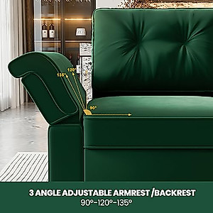 Belandi Modular Sectional Sofa U Shaped Convertible Sofa Couch with Storage, 7-Seat Velvet Modular Sofa with Ottomans, Oversized Sofa Couch with Reversible Chaises for Living Room, Green