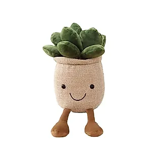 NatureMan Stuffed Plants Succulent Plush, Soft Fluffy Toy Succulent Plants Friend Throw Pillow,Succulents Plushies Pillow Toy Room (Khaki)