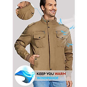 EKLENTSON Men's Warm Winter Coat, Khaki, X-Large