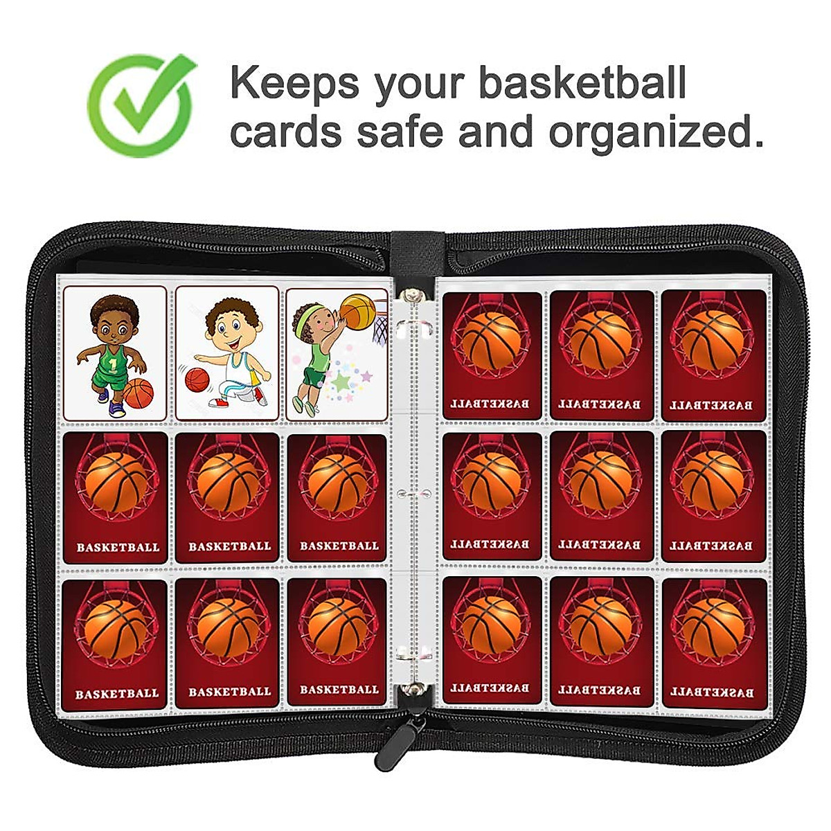 900 Pockets Basketball Card Binder Sleeves for Basketball Trading Cards, Carring Case with Basketball Card Sleeves Album Card Holder Protectors for Football Baseball Sports Card