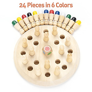 Wooden Memory Chess Matching Game: Family Board Games for Kids and Adults, Montessori Preschool Learning Educational Toy for Toddler 3 4 5 6 7 8+ Year Old, Birthday Gift for Boy Girl
