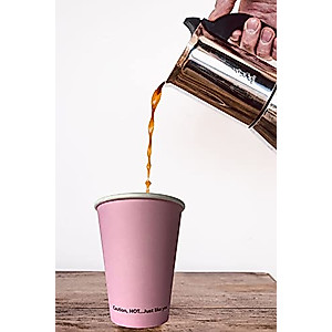 50-Pack 12 OZ Eco-Friendly Disposable Coffee Cups with Lids & Sleeves - Premium Biodegradable Paper Cups for Hot/Cold Beverages - Ideal for Parties, Offices & On-the-Go - Pink