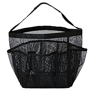 eoocvt Mesh Shower Caddy, 8 Pockets Quick Dry Hanging Toiletry Tote Bag for Bathroom Shower Organizer Accessories (Black)