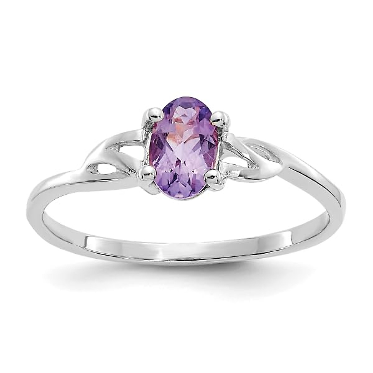 IceCarats 10K White Gold Purple Amethyst Ring Gemstone Band February Birthstone Jewelry Size 7