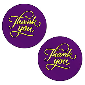 40 Thank You Stickers, 2 Inch Big Round Glossy Labels, Great for Weddings, Bridal Shower, Engagement Party, Birthday, Baby Shower, Party Favors Décor, Tags, Games and Supplies. Made in USA. Purple