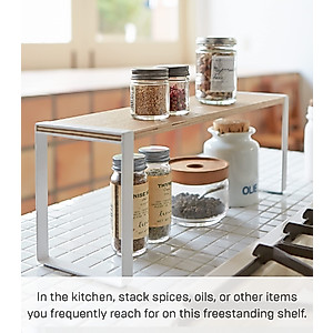 Yamazaki Home Kitchen Rack - Counter Storage Shelf Organizer Steel + WoodWhite