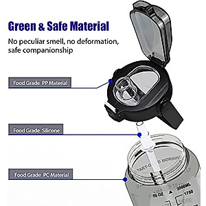 futaiphy Half Gallon Water Bottle With Sleeve 64oz (2L) Inspirational Water Bottle With Straw and Time Stamp, Drinkable Leak-Proof Tritan BPA-Free Bottle, Large Water Jug for Gym,Sports Bottles