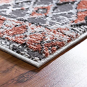 Rugs.com Leipzig Collection Area Rug – 2' x 3' Salmon Low-Pile Rug Perfect for Entryways, Kitchens, Breakfast Nooks, Accent Pieces