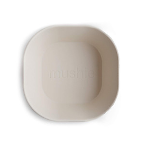 mushie Square Dinnerware Bowls for Kids | Made in Denmark, Set of 2 (Ivory)
