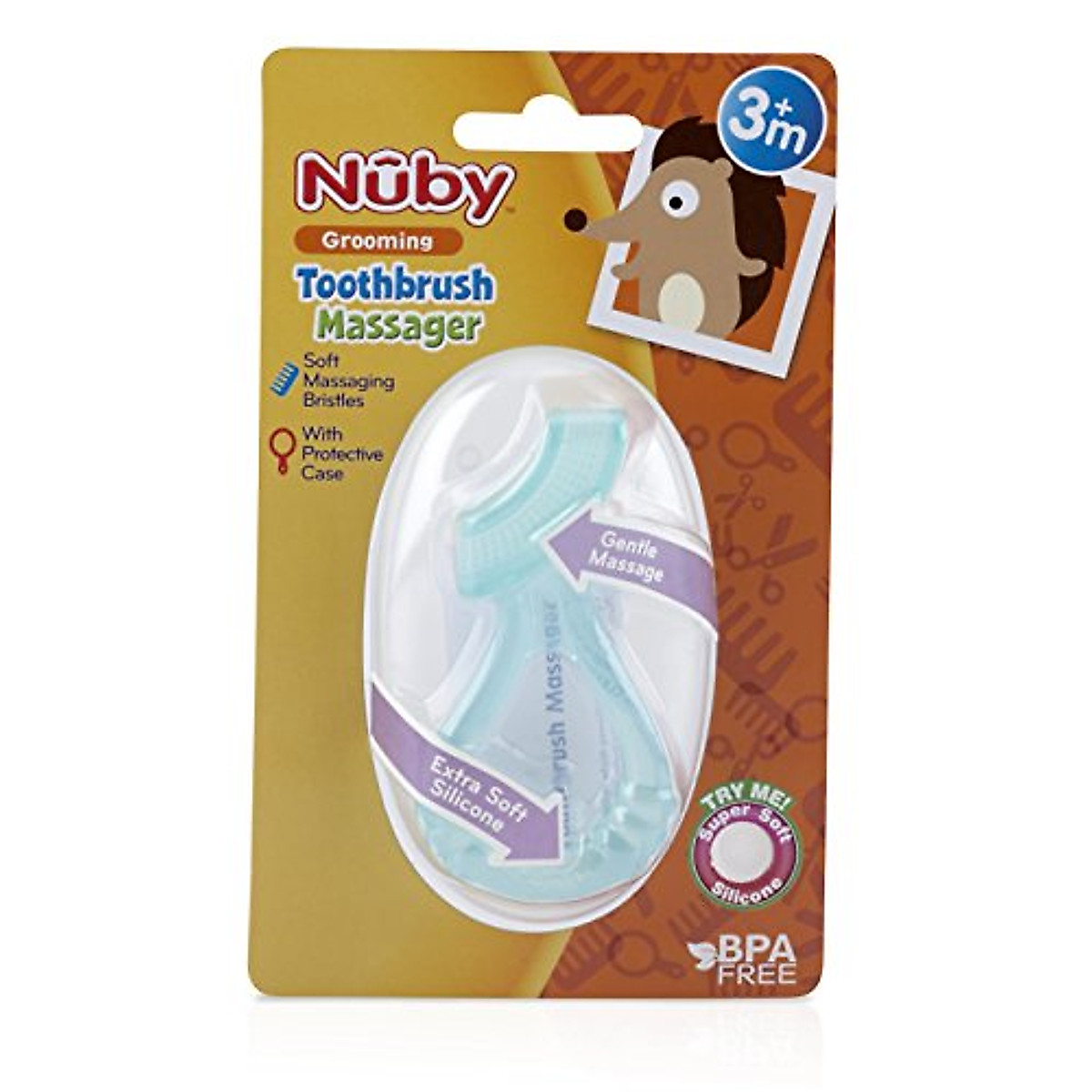 Nuby Silicone Gum Massager, Colors May Vary, 5"