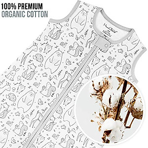 Mama Cheetah Baby Wearable Blanket, Swaddle Transition Organic Cotton Sleep Bag, 0.5 TOG Sleeping Sack with 2-Way Zipper, X-Large (18-24 Month), Animals/Elephant