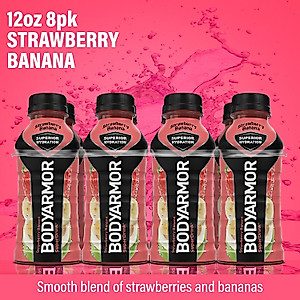 BODYARMOR Sports Drink Sports Beverage, Strawberry Banana, Coconut Water Hydration, Natural Flavors With Vitamins, Potassium-Packed Electrolytes, Perfect For Athletes, 12 Fl Oz (Pack of 8)