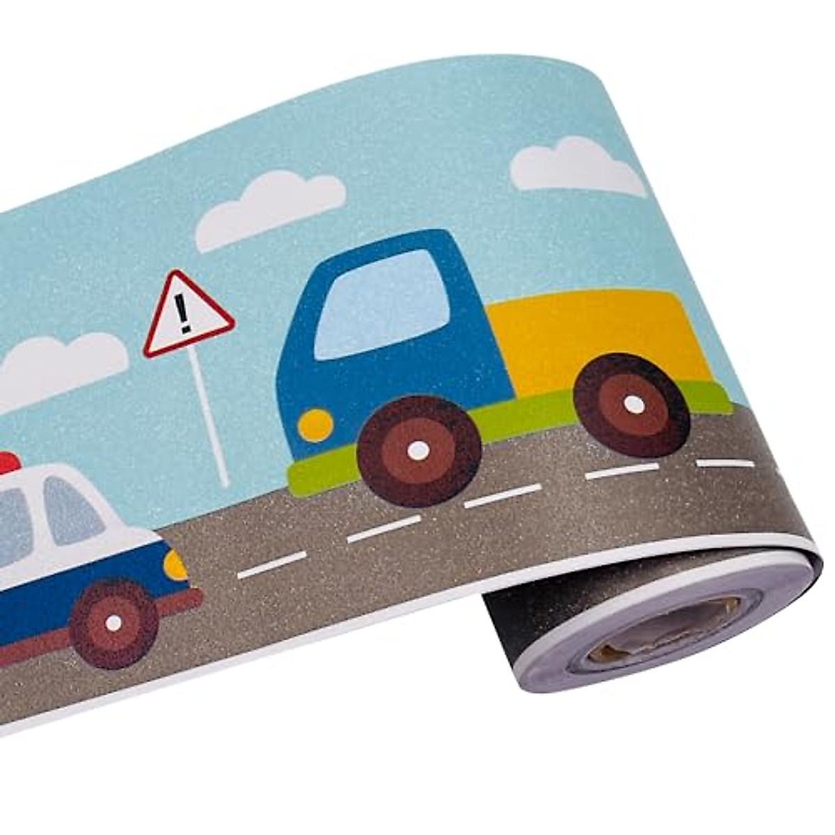Yifely Traffic Car Wallpaper Border Self-Adhesive Wall Decor Sticker for Kids Room Nursery School Classroom