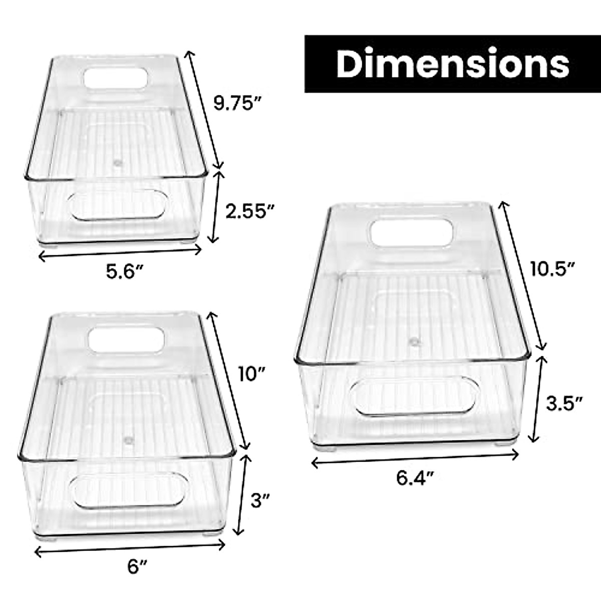 RedSodium Freezer,Refrigerator Fridge Bins in 3 sizes - 6pack