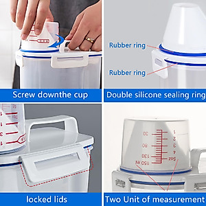 RRROOPP 2 sets 5.5 LB Rice Storage Bin Cereal Containers Dispenser with BPA Free Plastic + Airtight Design + Measuring Cup + Pour Spout - Perfect for Rice Flour Baking Supplies Pet Dog Food Storage