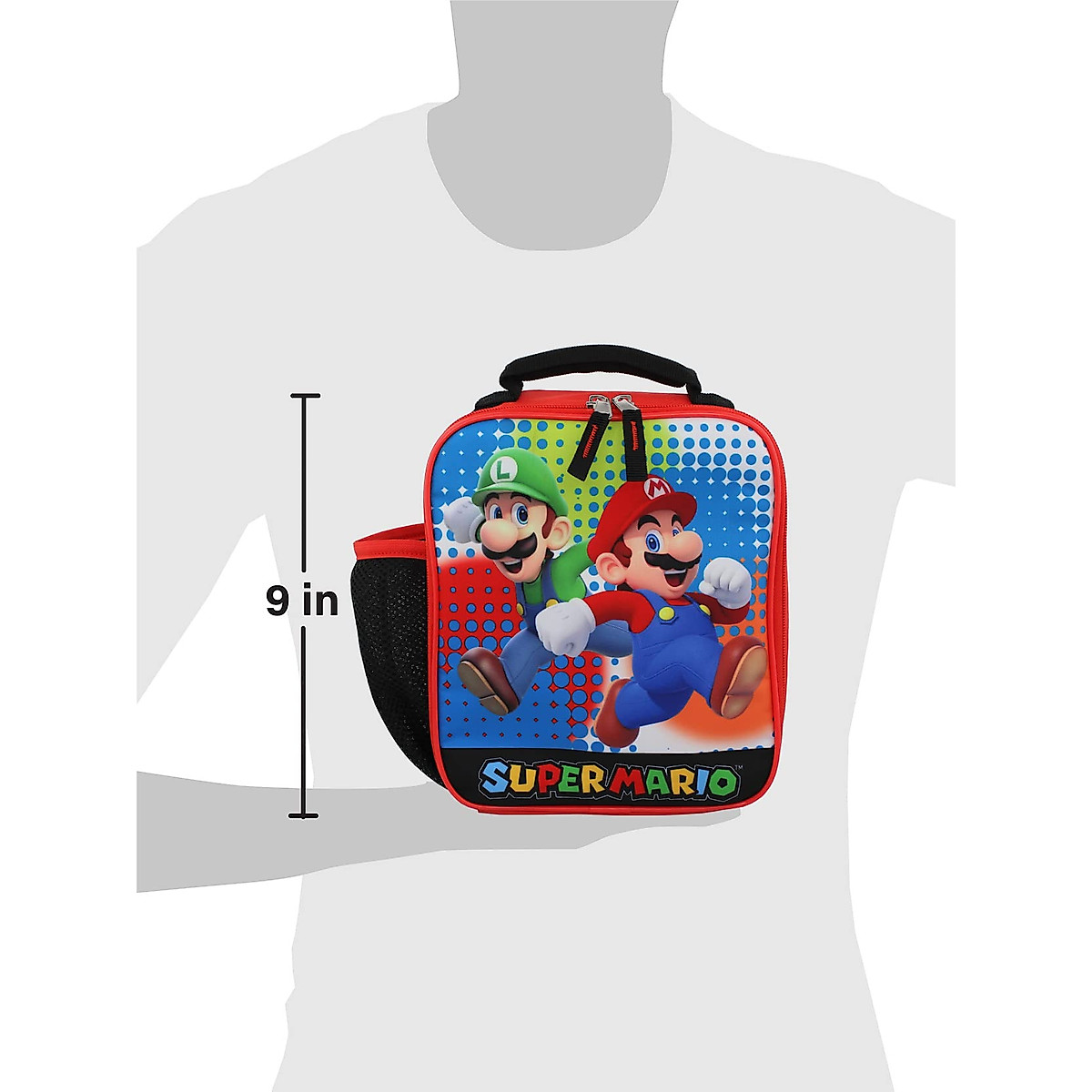 Super Mario Bros Boy's Girl's Soft Insulated School Lunch Box (One Size, Blue)