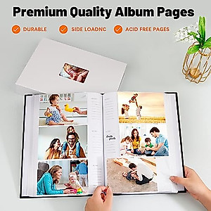 Photo Album 4x6 360 Photos with Memo, 4x6 Photo Album Leather Frame Cover, Acid Free Wedding Photo Album 4x6 with Writing Space for Wedding Kids Family Holiday Baby Engagement, Baby Photo Album, Black